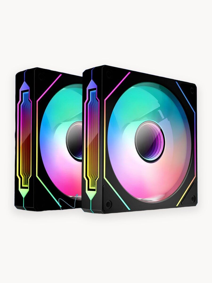 2шт. Вдув Корпусный вентилятор ARGB 120 мм PRISM 4PRO Черный Реверс