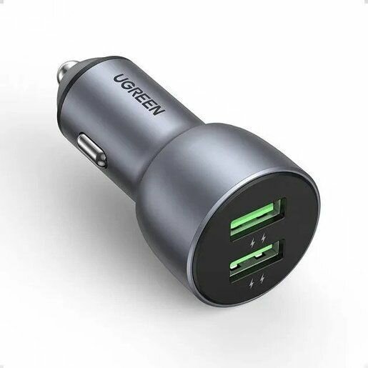 Автомобильное зарядное устройство UGREEN CD213 (10144) QC 3.0+QC 3.0 Dual USB-A 36W Fast Car Charger. Цвет: темно-синий.