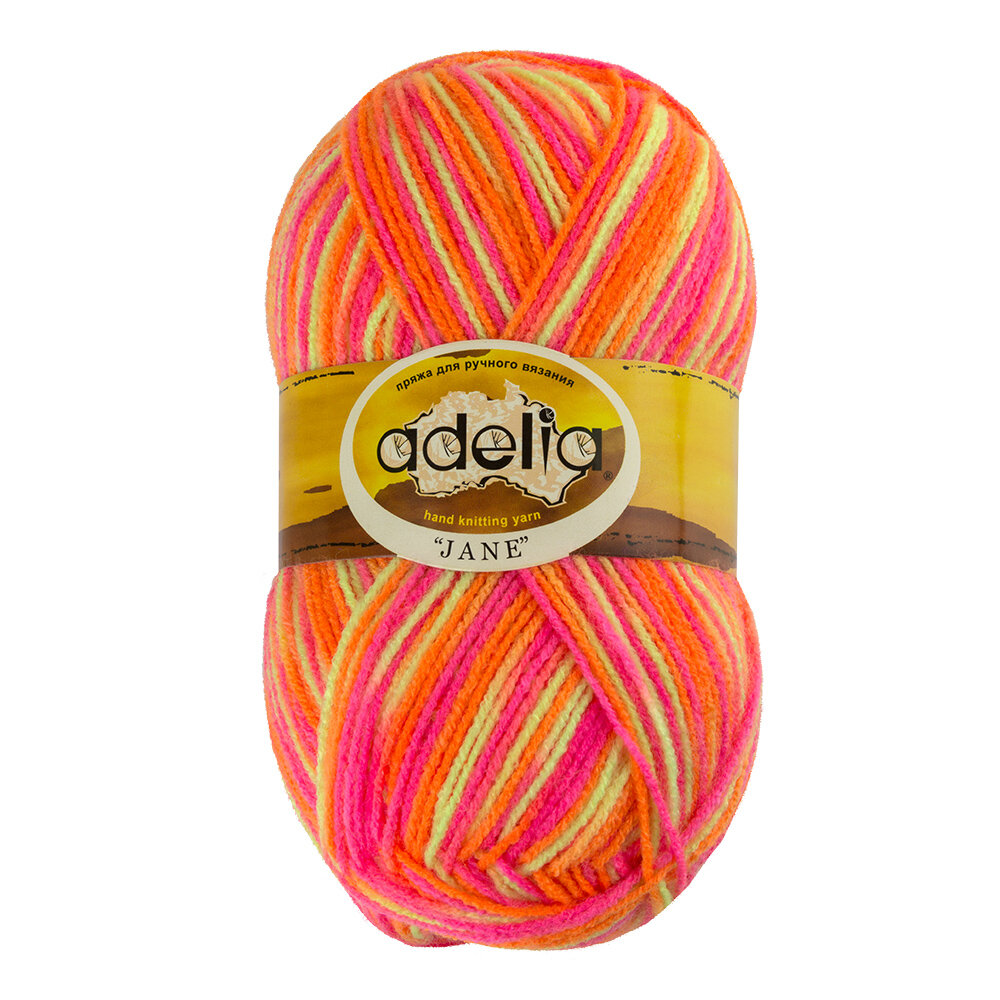 Пряжа ADELIA "JANE" 100% акрил 50 г 227 м №16 яр. жёлтый-яр. оранжевый-яр. розовый