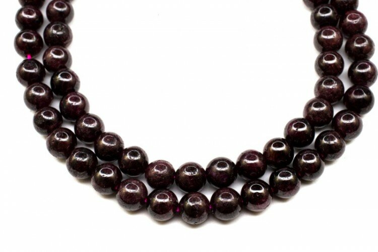 Бусина круглая Гранат 6мм, оттенок бордовый, 565-002, 1 нить (около 65шт)