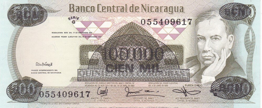Никарагуа 100000 кордоб 1987 г.