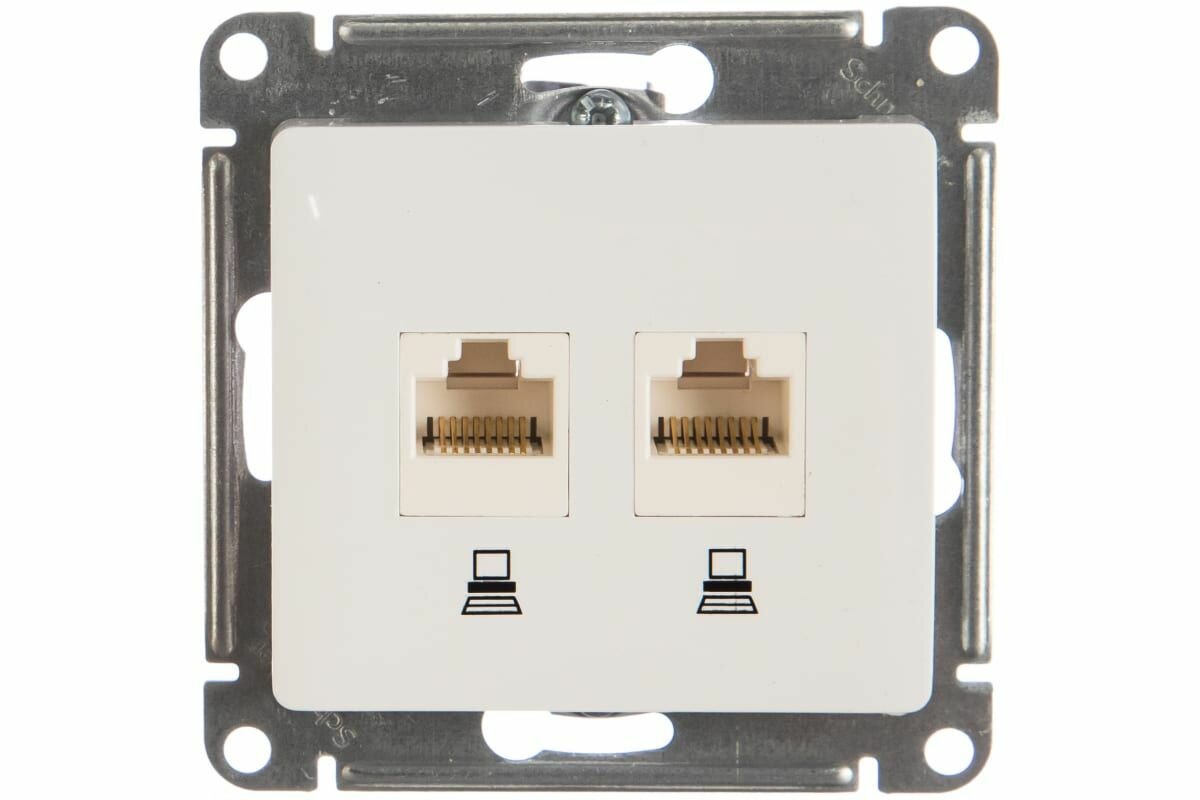 Glossa Розетка 2-ая RJ45+RJ45 . бел. механизм SE GSL000185KK (1шт)