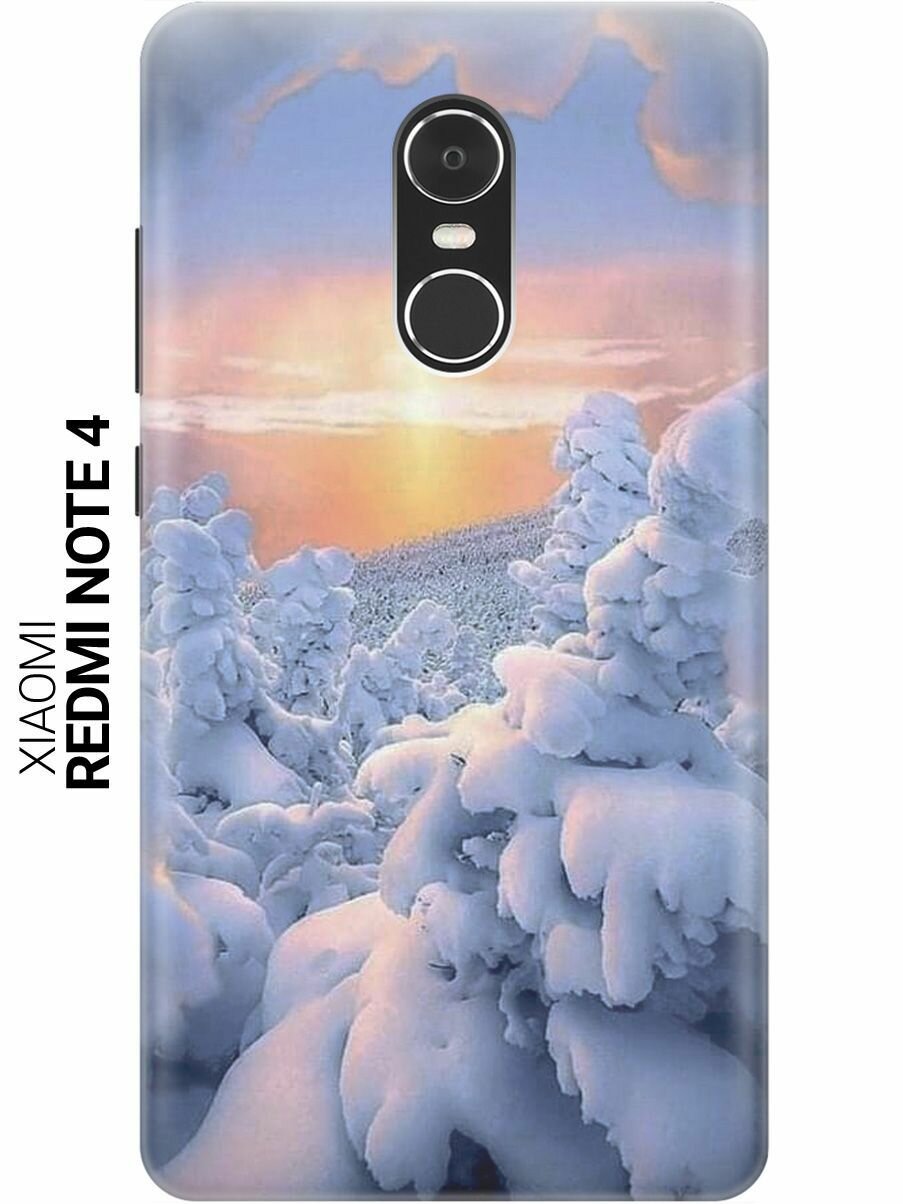 Силиконовый чехол на Xiaomi Redmi Note 4, Note 4X, Сяоми Редми Ноут 4, Ноут 4Х с принтом "Заснеженный лес"