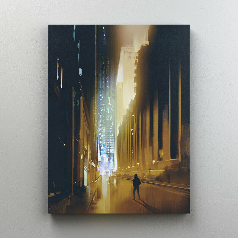 Интерьерная картина на холсте "Вид ночного города" размер 30x40 см