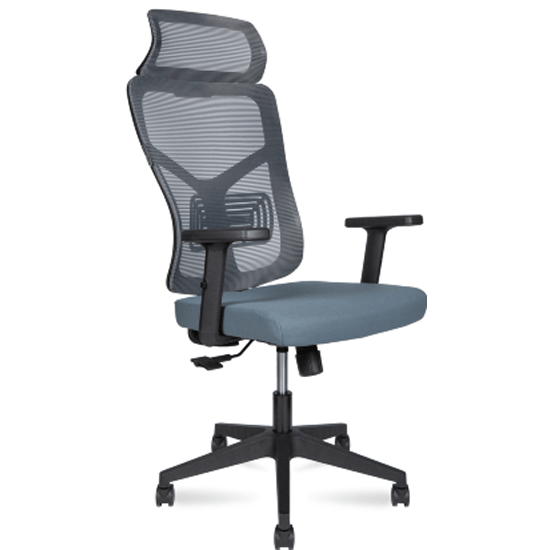 Кресло руководителя Norden Asper черный пластик / серая сетка / серая ткань