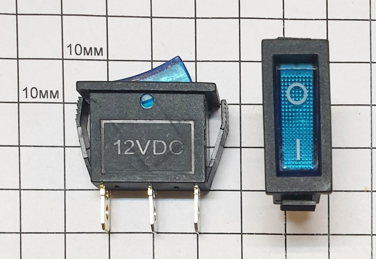 Выключатель SC 791 3c Подсв.12V синий off-on