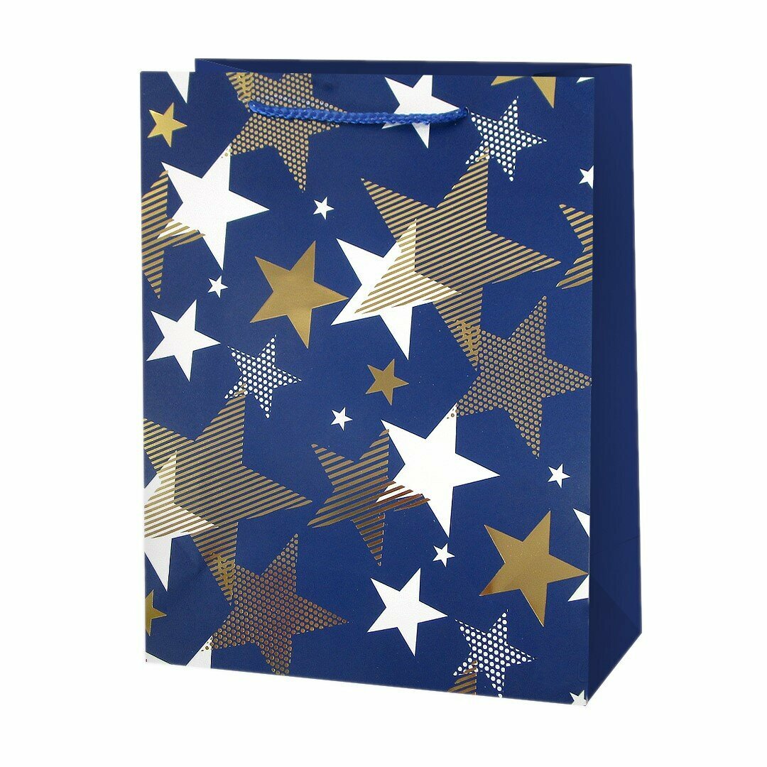 Пакет подарочный, Мириады звезд, Синий, Металлик, 23x18x8 см