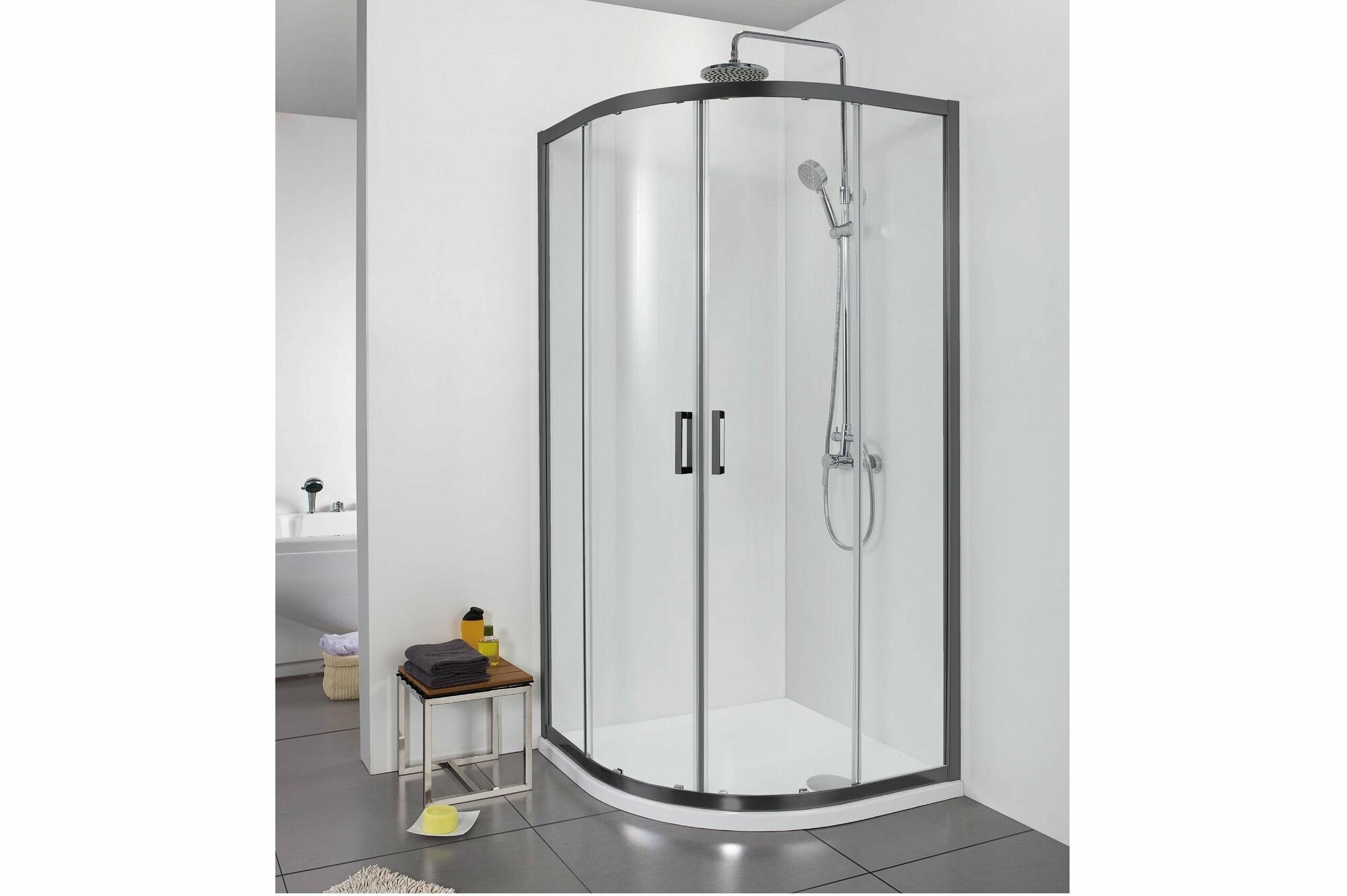 Душевой уголок Aquatek ARI RO10020BL, 100 x 100 х 200 см, прозрачное стекло, чёрный профиль