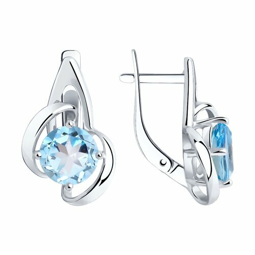 Серьги, серебро, 925 проба, родирование, топаз