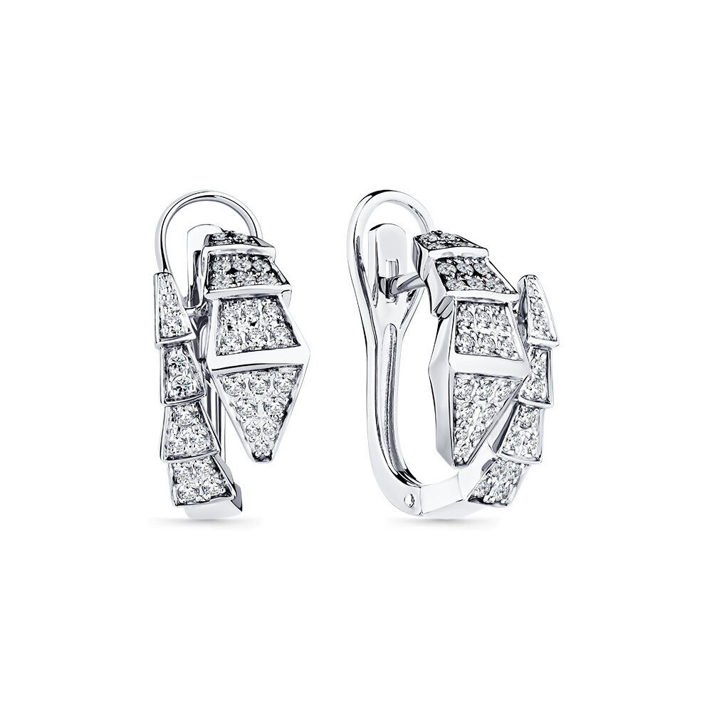 Серьги, белое золото, 585 проба, бриллиант