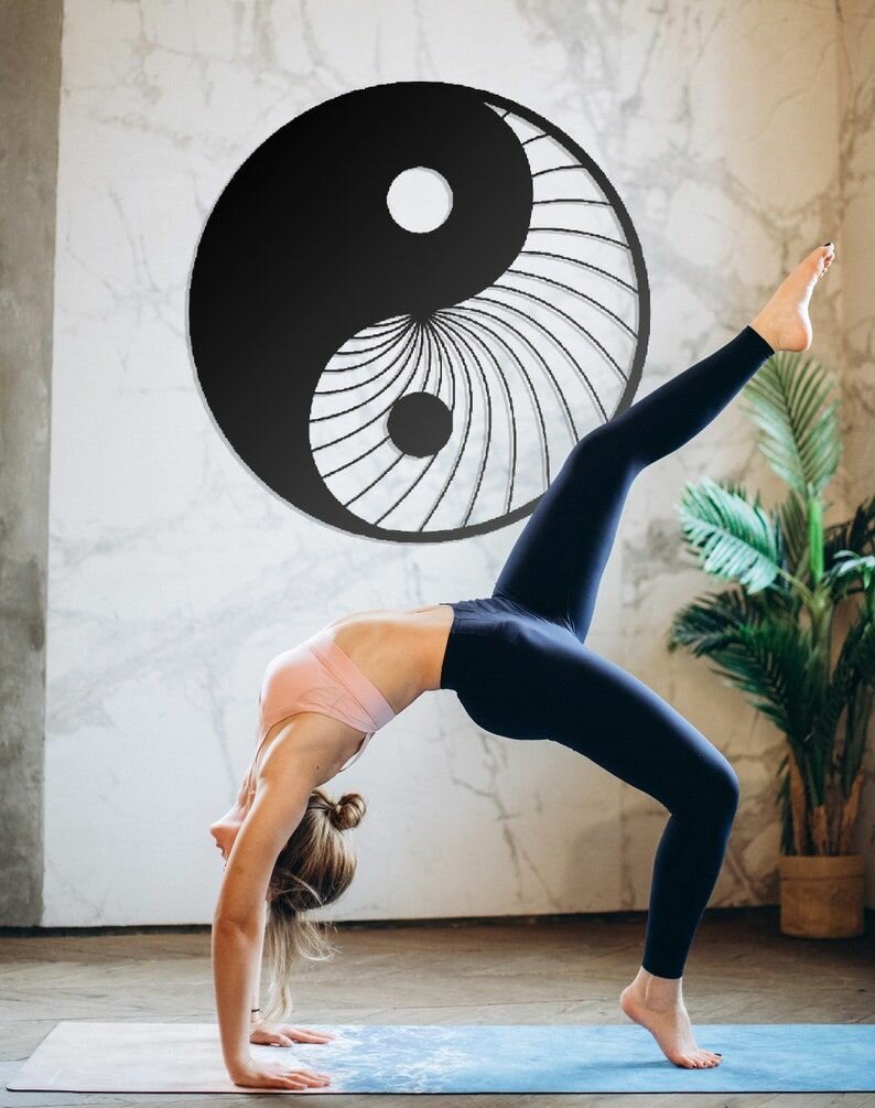 Декоративное металлическое панно, Инь и Янь (черный цвет)