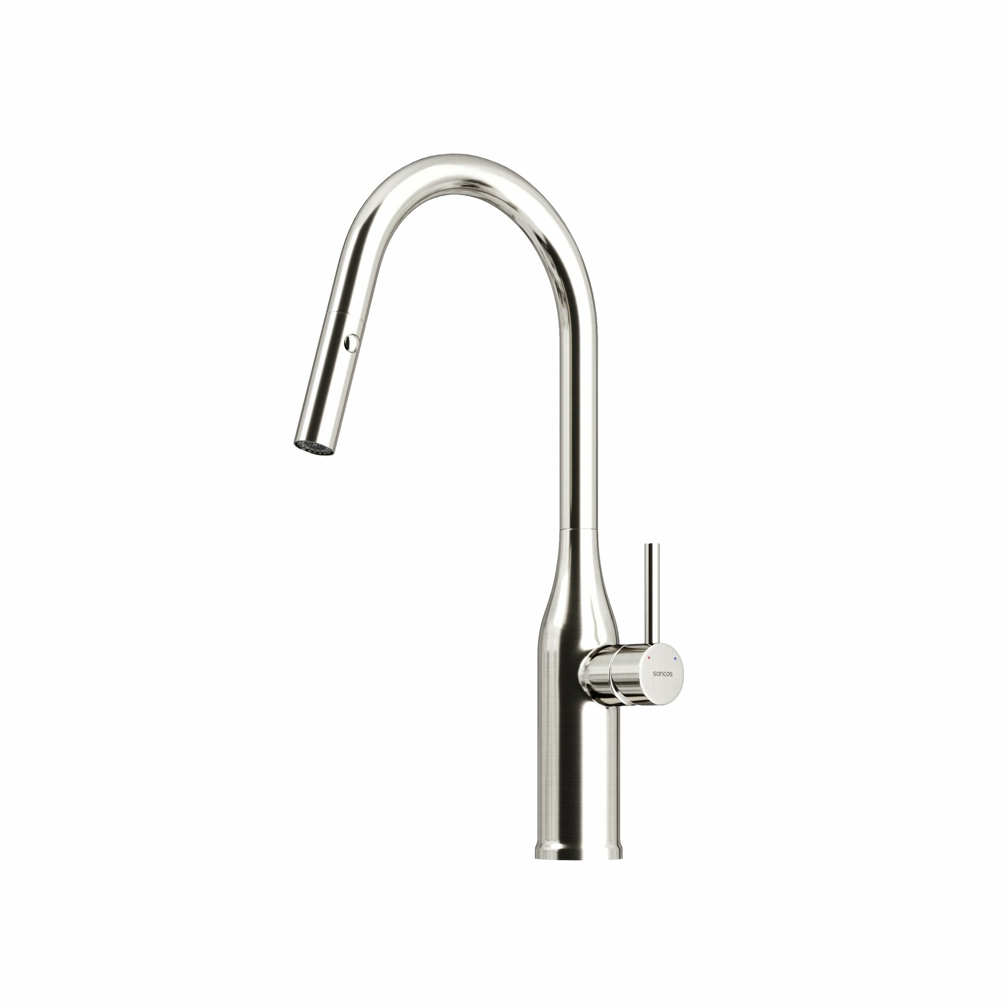 Смеситель для кухни SANCOS Grand с вытяжным изливом, цвет нержавеющая сталь