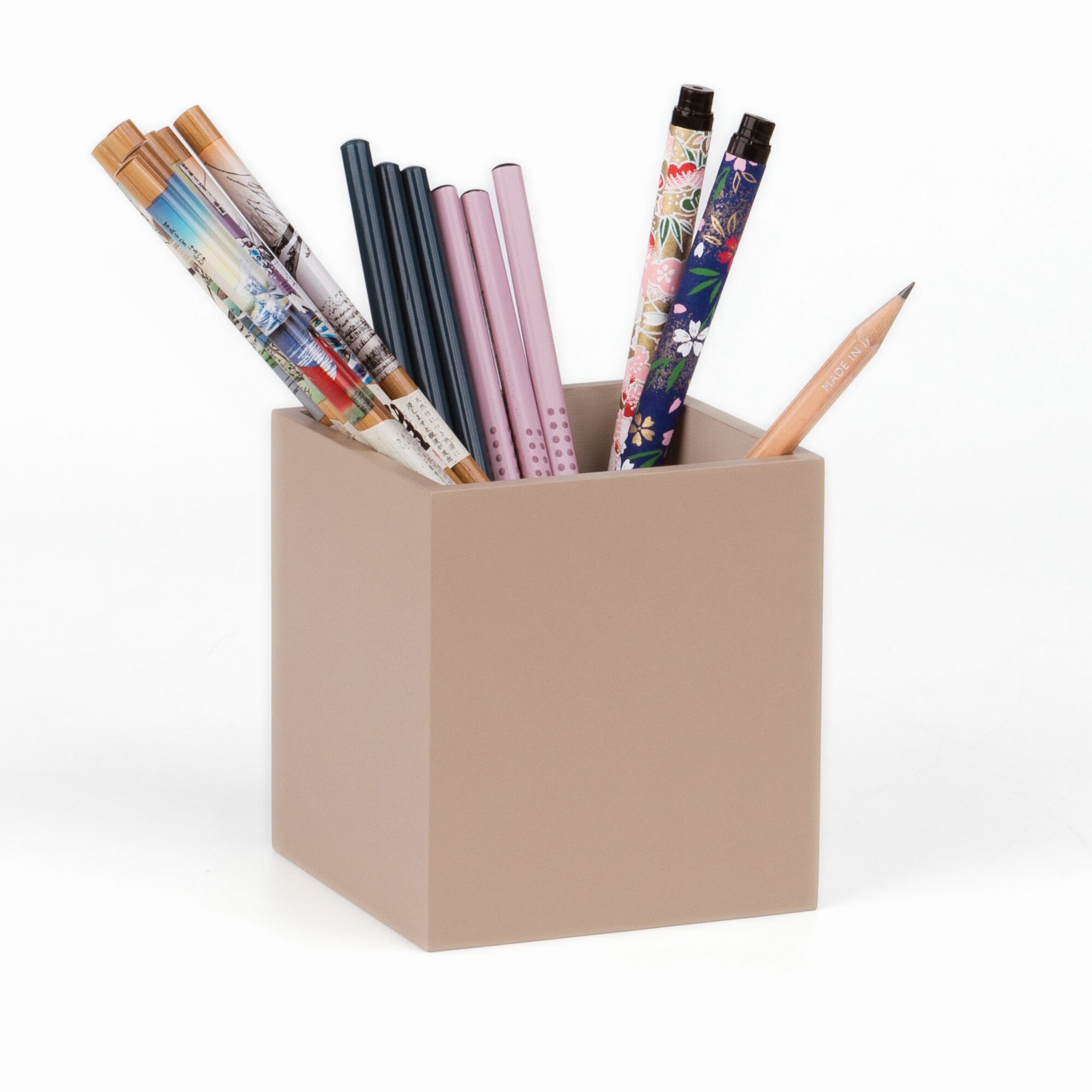 Подставка для ручек и карандашей, стакан канцелярский Penkap Duo, размер L (большой), бежевый