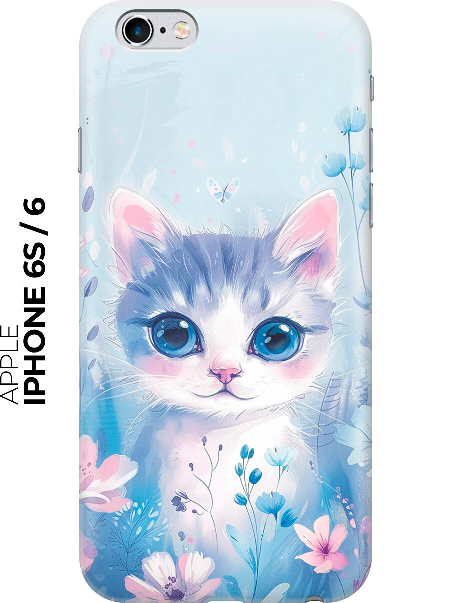 Силиконовый чехол на Apple iPhone 6s / 6 с принтом "Котик в цветах"