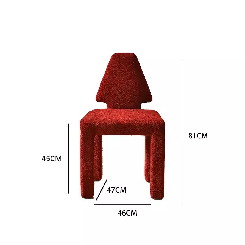 Стулья дизайнерские бархатные геометрические Teddy Chair (красный, треугольник)