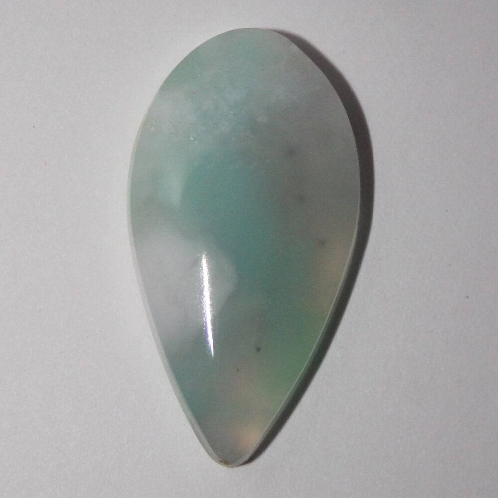 Коллекционный кабошон хризопраз, 32х17х3 мм, Казахстан, "True Stones"