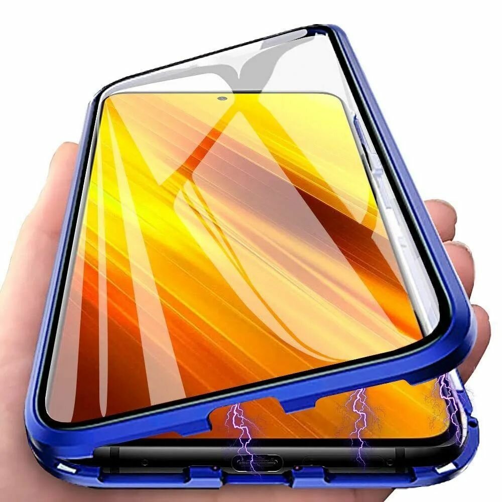Чехол MyPads из закаленного стекла для Xiaomi Redmi Note 11Pro 5G / Redmi Note 11Pro 5G (Синий)