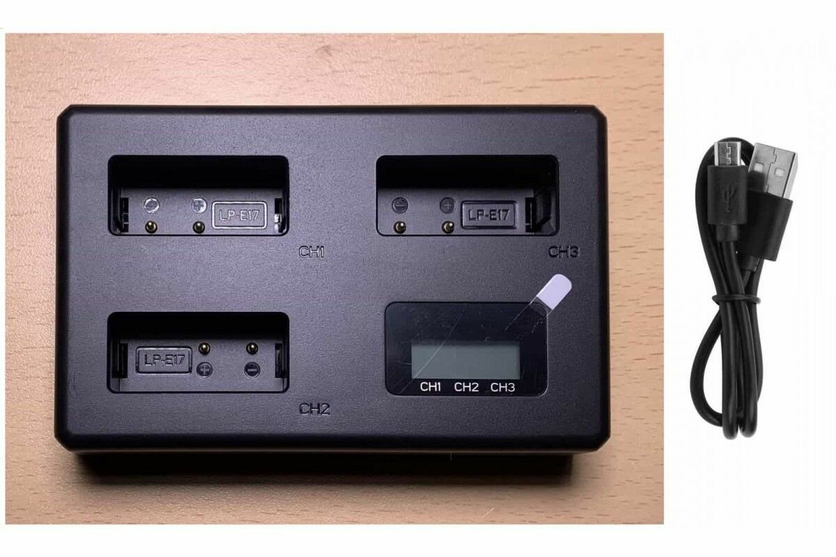 Тройное зарядное устройство TT-LPE17 Type-C для аккумуляторов Canon LP-E17