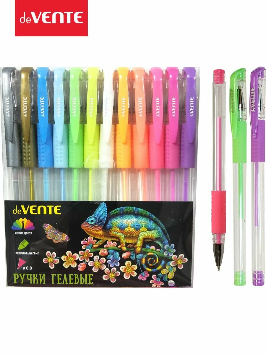 Набор цветных гелевых ручек 12 цветов, пастель с эффектом Highlighter d 0,8 мм, сменный стержень