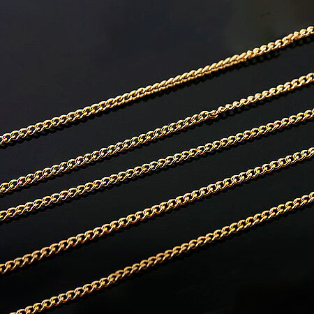 Цепочка отрезная (без замка), 1.5х1.2мм, Корея, витая, с алмазной гранью, базовый материал - медь, позолоченная, 1 метр