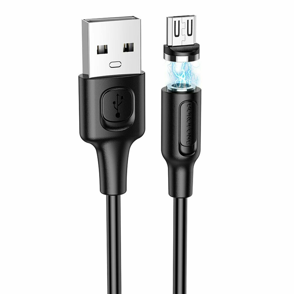 USB кабель BOROFONE BX41 Amiable MicroUSB, 2.4А, магнитный, 1м, PVC (черный)