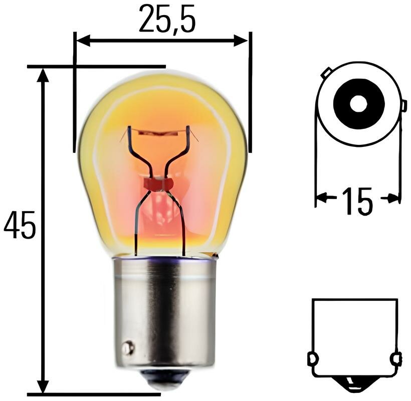 Лампа 24V PY21W BA15s желтая 8GA006841241 (Hella)