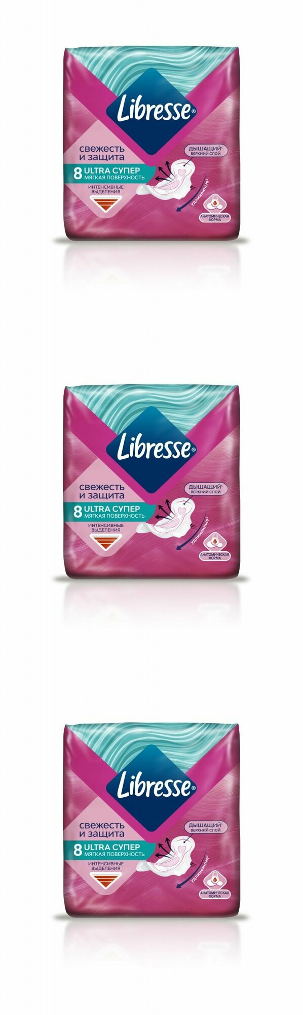 Libresse Прокладки женские гигиенические, Ультра супер, с мягкой поверхностью, 8 шт, 3 уп.