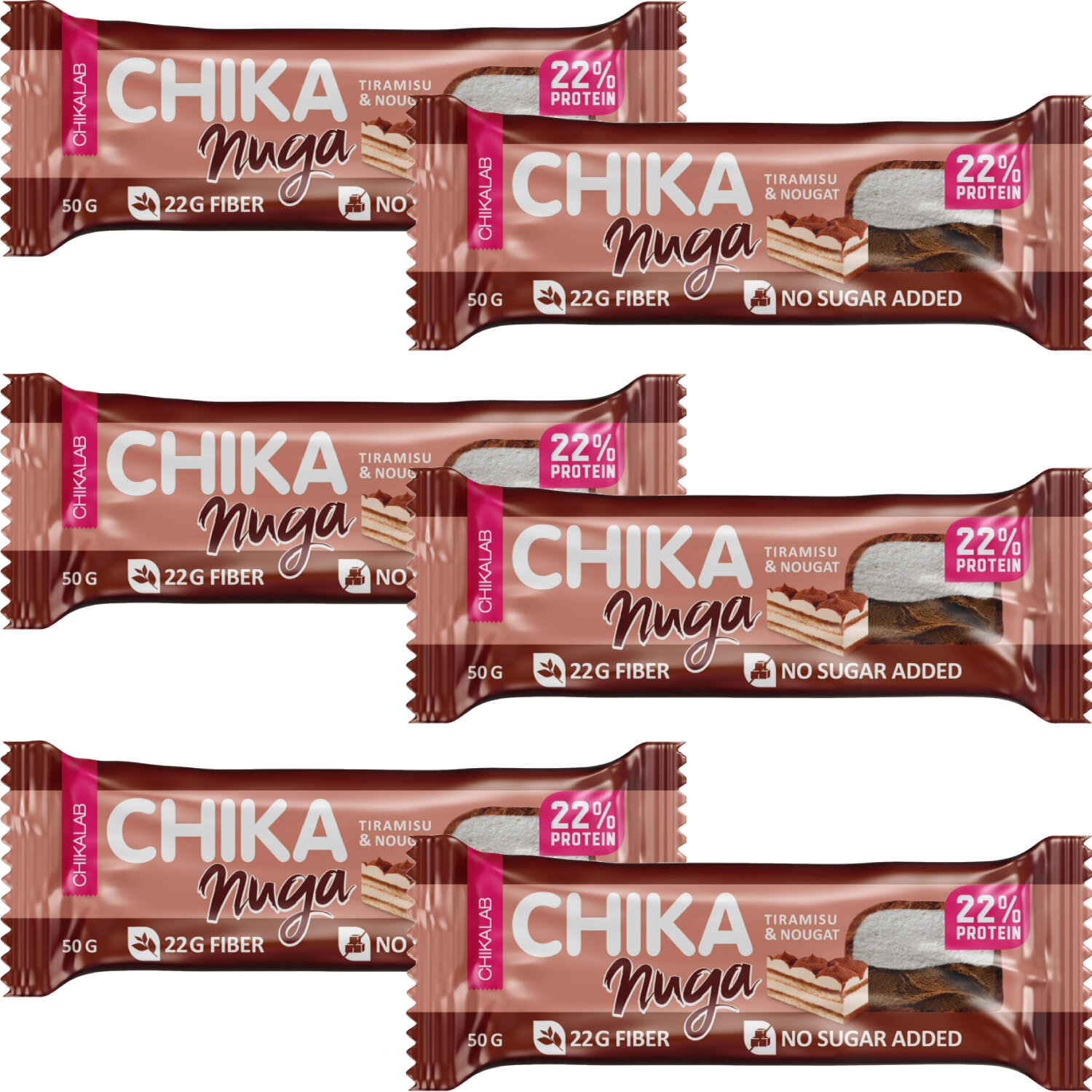 Протеиновый батончик Chikalab Батончик глазированный Chika nuga 6 x 50 г, Тирамису