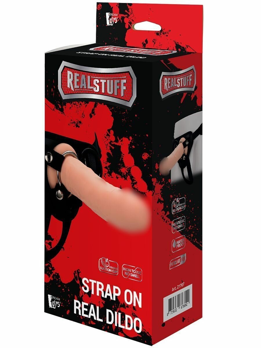 Женский страпон "REALSTUFF STRAP ON REAL DILDO" 19см
