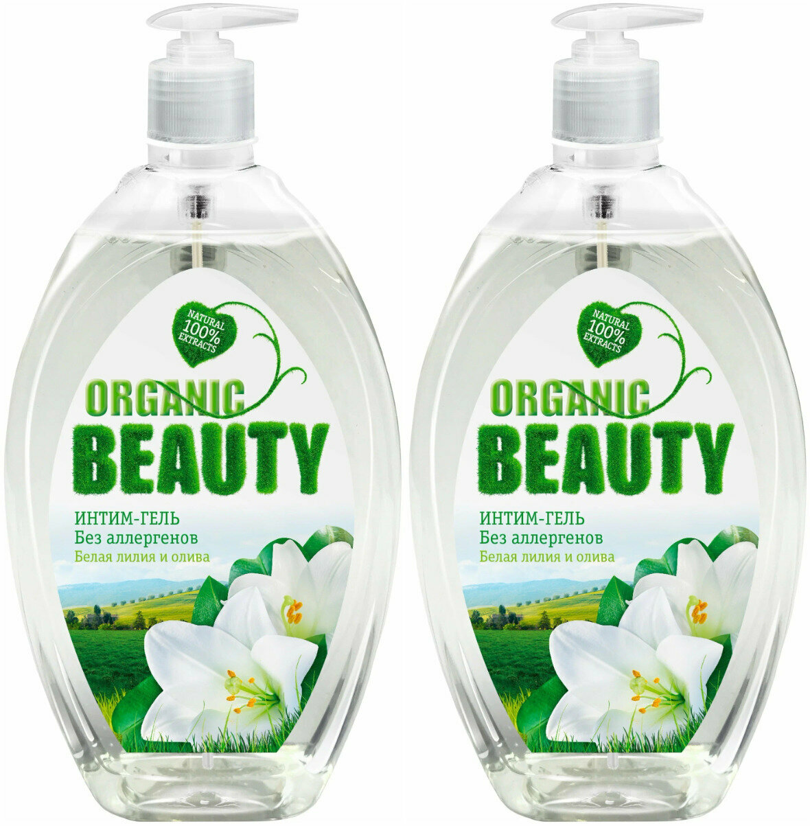 Гель для интимной гигиены Organic Beauty, белая лилия и олива, 500 мл, 2 уп