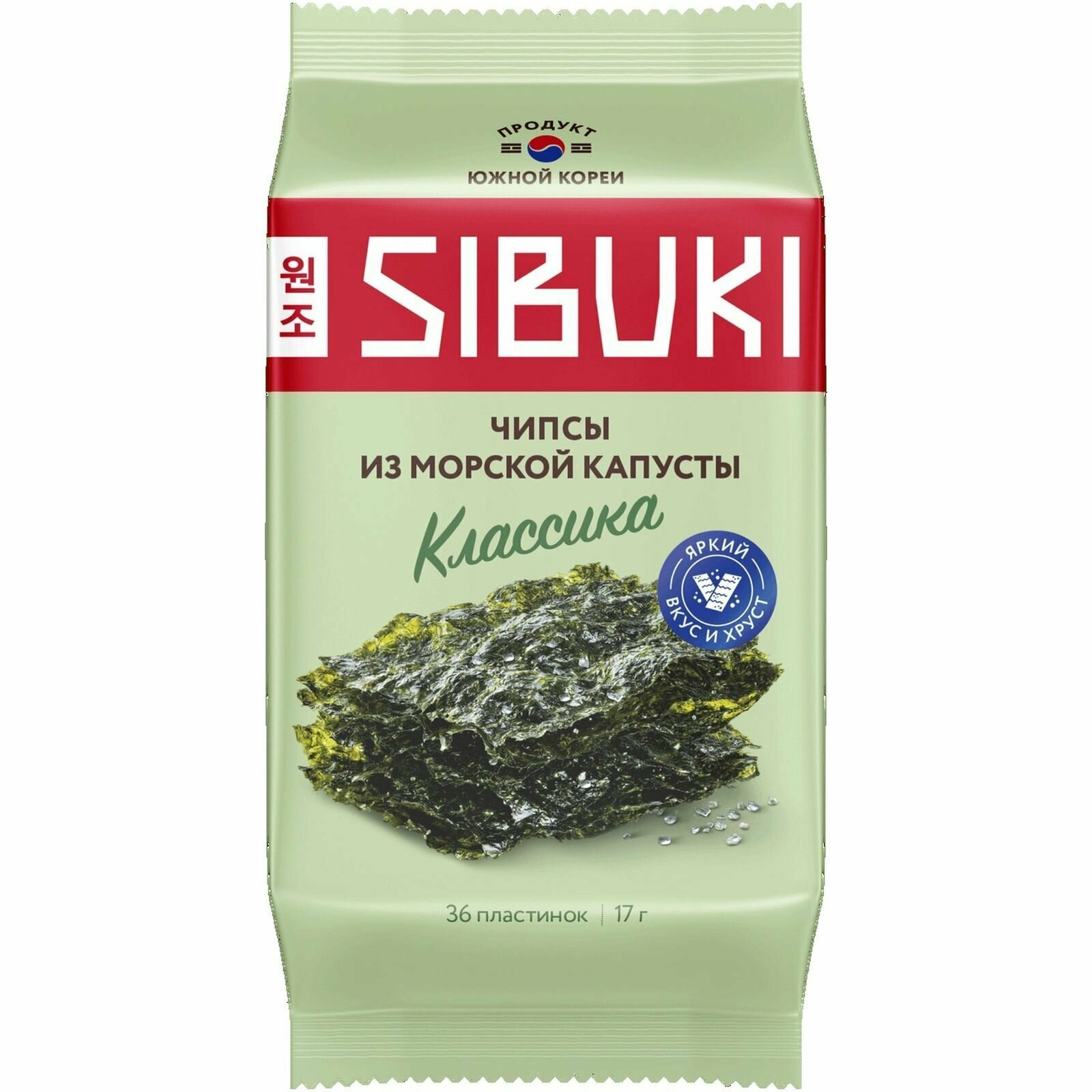 Чипсы Sibuki Классика из морской капусты, 17г, 3 шт.