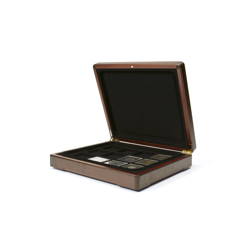 Футляр Mazzola с черным планшетом на 12 монет в капсулах Quadrum. Leuchtturm, #353840