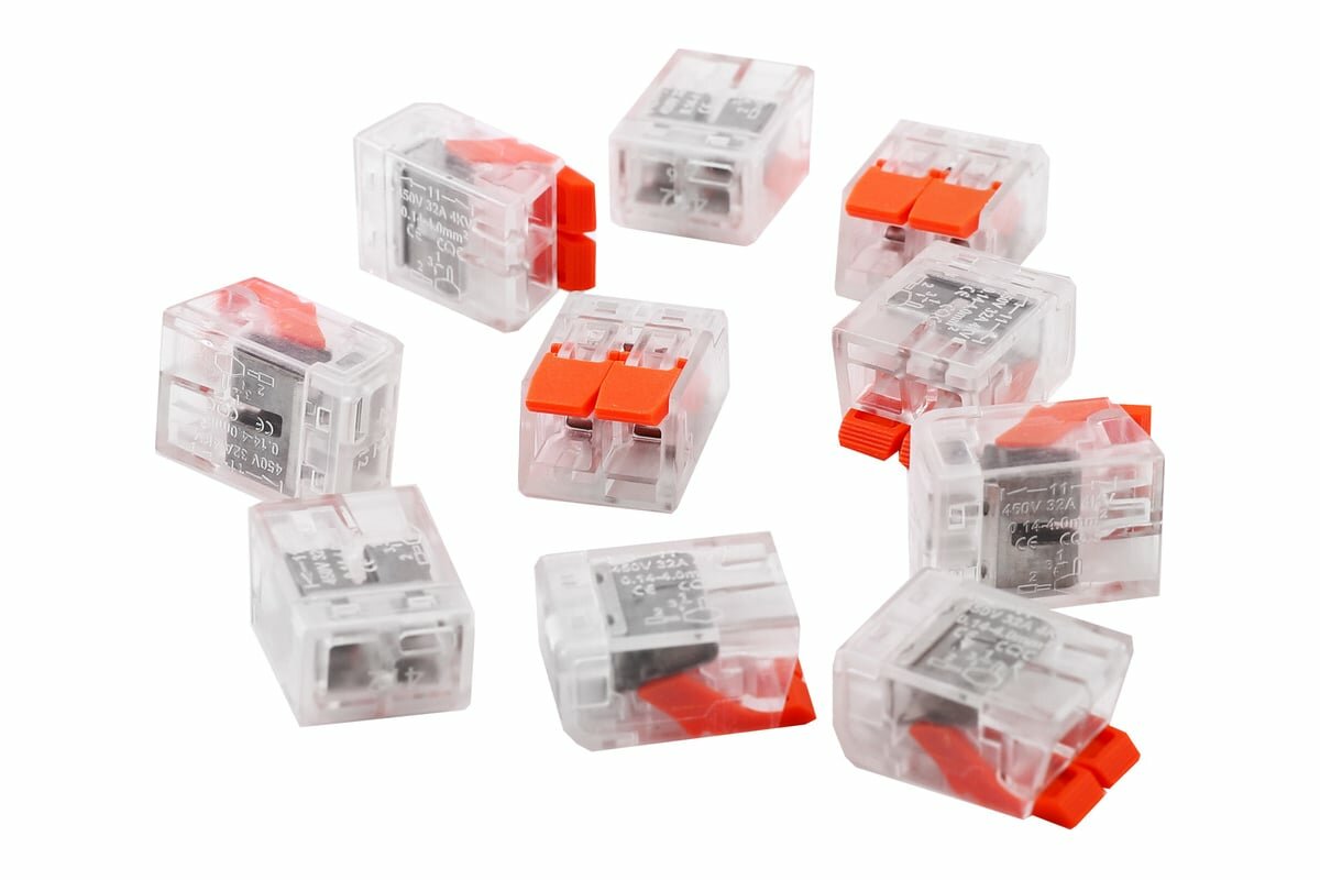 Volsten V02-9w-221-412 СМК клемма, 2 провода до 4 мм, 32 А, 450 В, 10 шт оранжевый