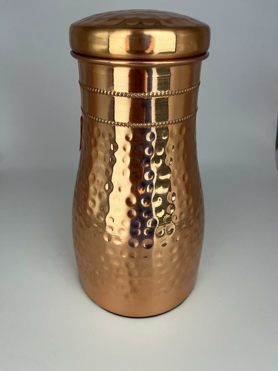 Кувшин медный 900 мл с узорами 100% медь с крышкой-стаканом 900мл, вес 330г, (oxan)