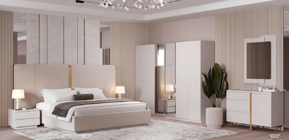 Набор спального комплекта "Атланты", 180 см x 200 см, кровать, прикроватные тумбы, комод
