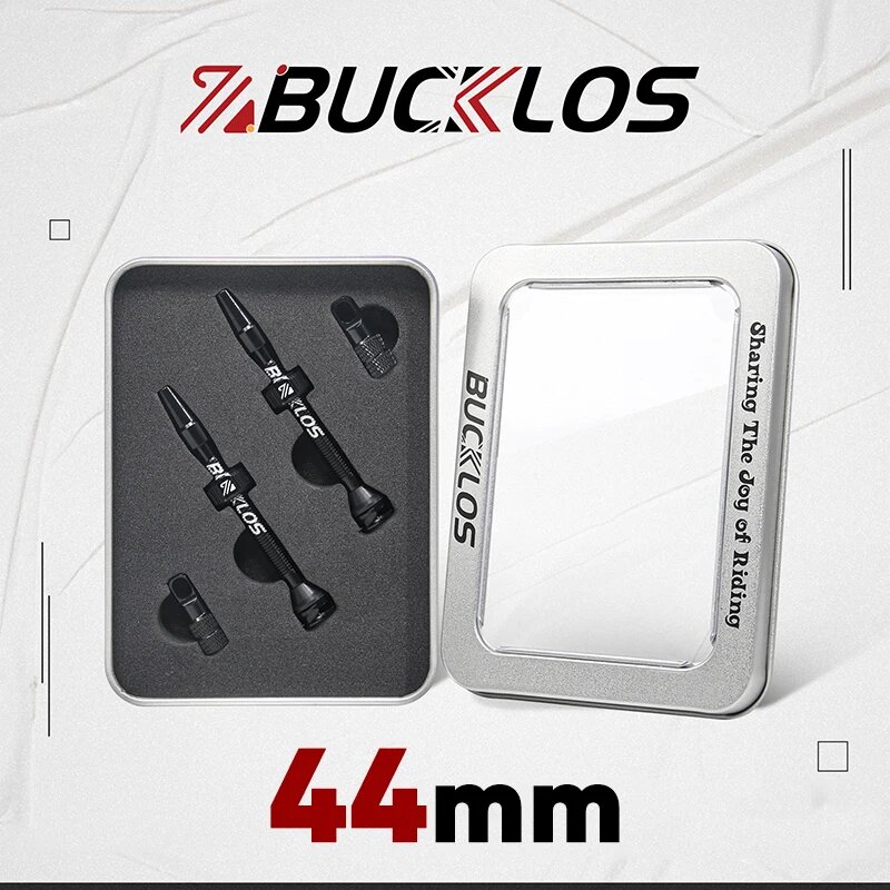 BUCKLOS Бескамерные велосипедные клапаны Presta 40/60/100 мм Black-44mm