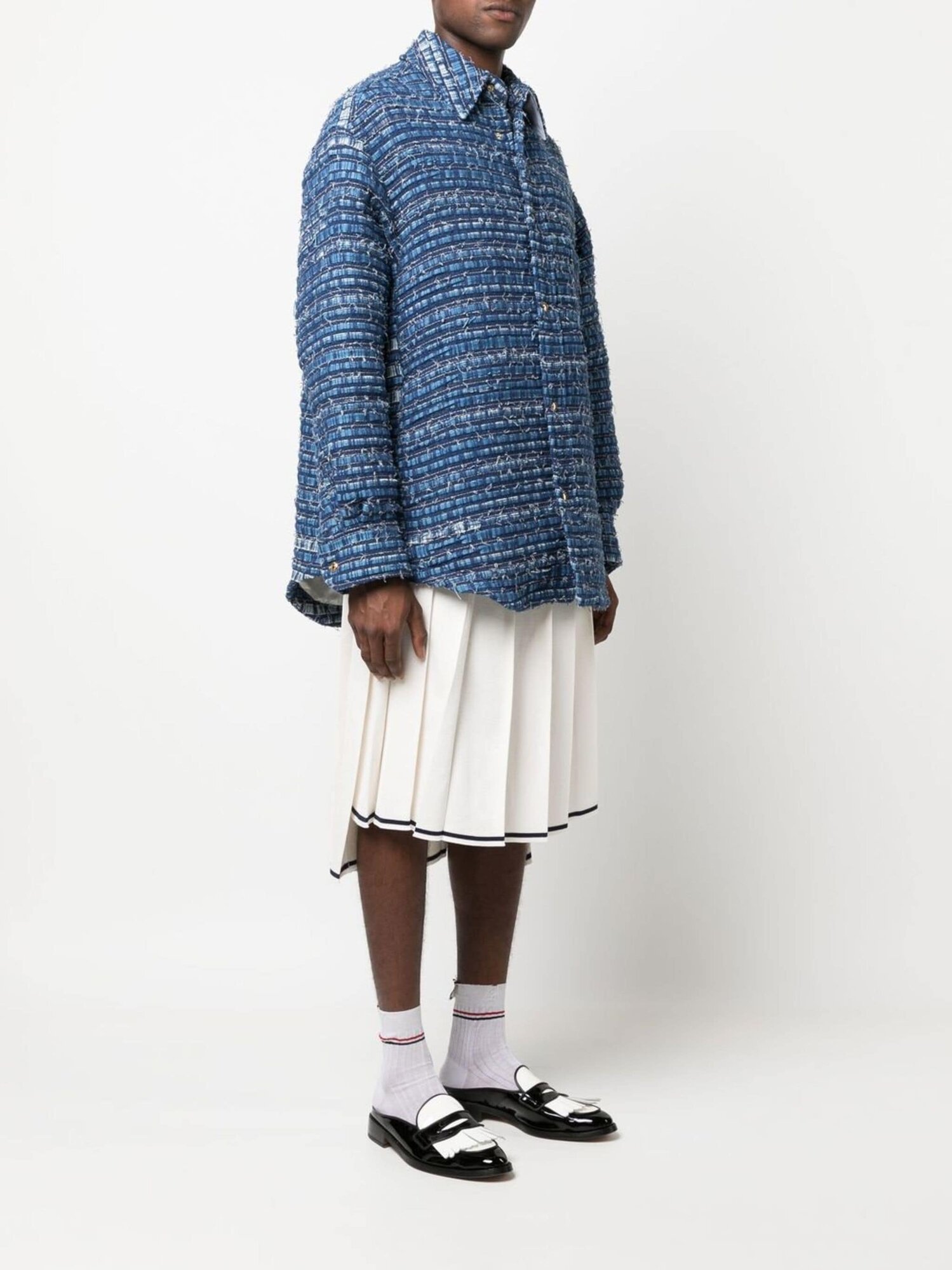Куртка THOM BROWNE Denim-tweed shirt jacket, размер 42, синий — фото 1
