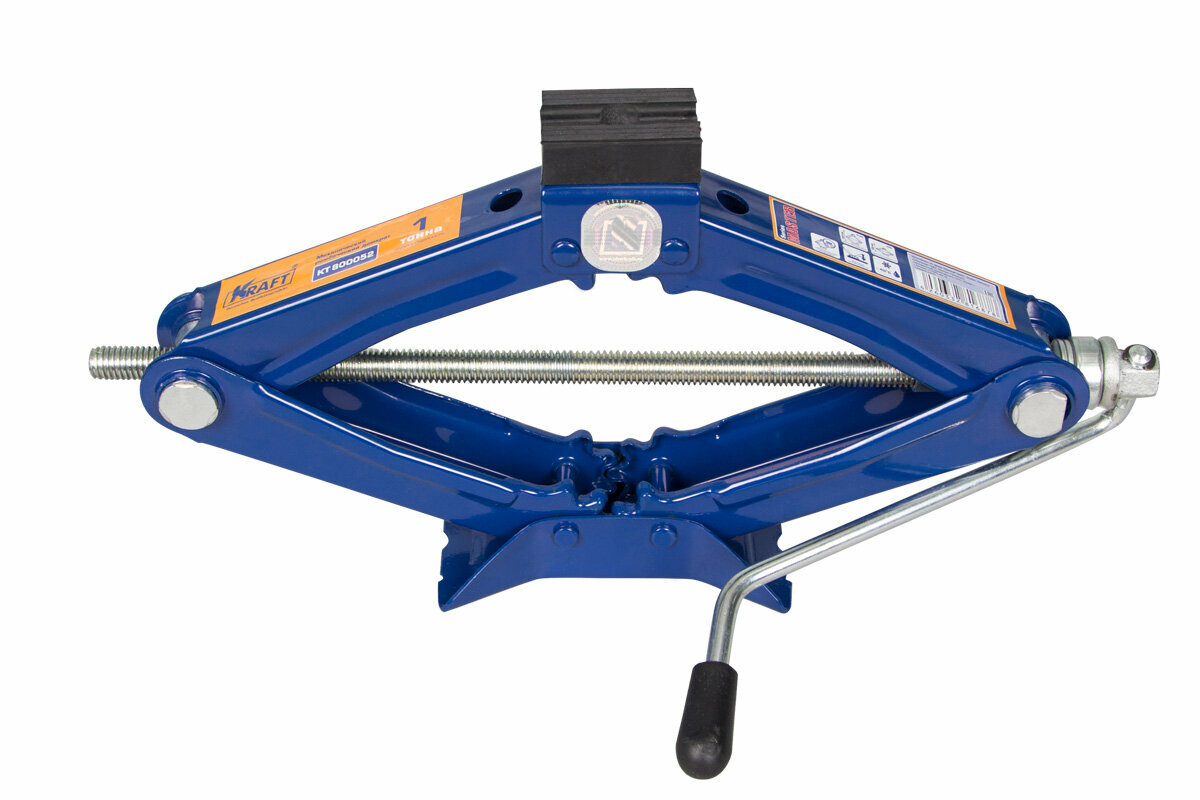 Домкрат KRAFT MASTER KT 800052, ромбический, механический, грузоподъёмность 1 т, высота подъёма 355 мм
