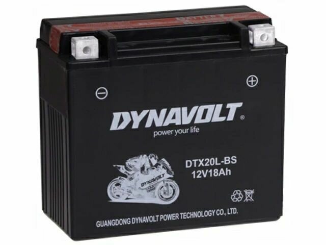 Аккумулятор мото Dynavolt AGM DTX20L-BS 18Ah 250A ОП (YTX20L, YTX20HL, YB16L-B) 175х87х155