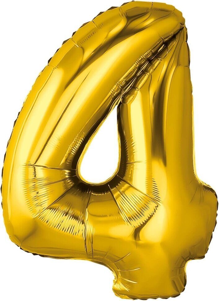 Шар (32'/81 см) Цифра, 4, Золото, 1 шт. в упак.