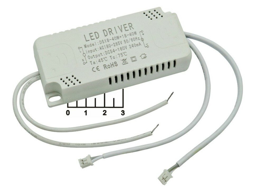 Драйвер светодиода 240mA/54-160VDC 180-265VAC DS18-40W+18-40W