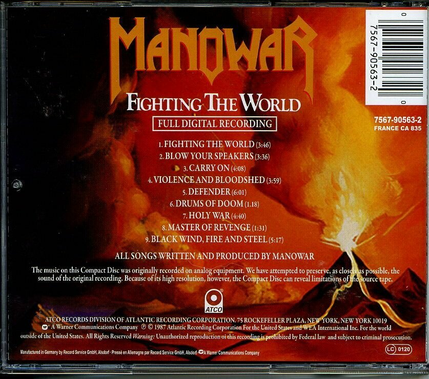 Manowar - Fighting the World 1987 г — фото 1