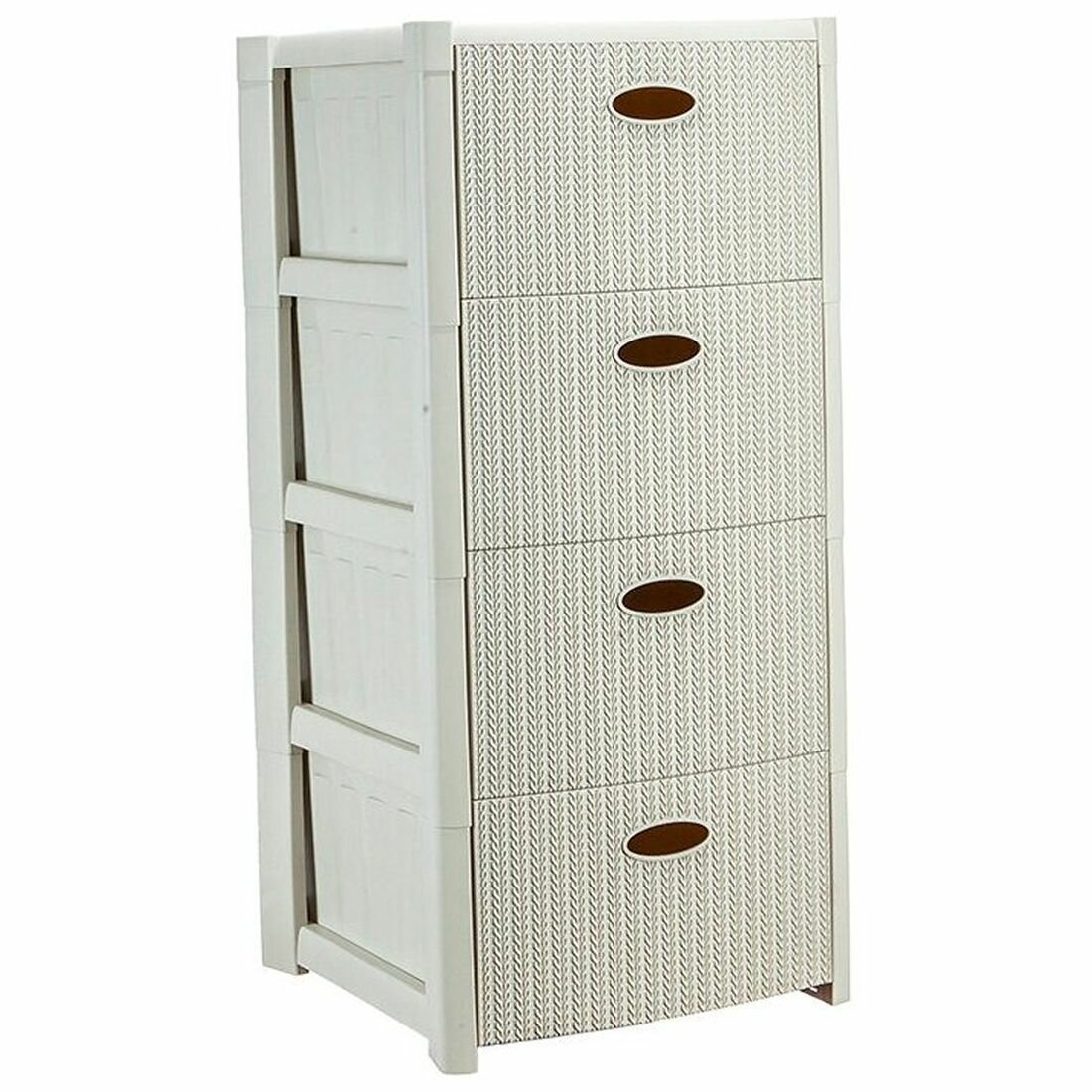 Комод стиль вязание Белый ротанг 4 секции пласт.