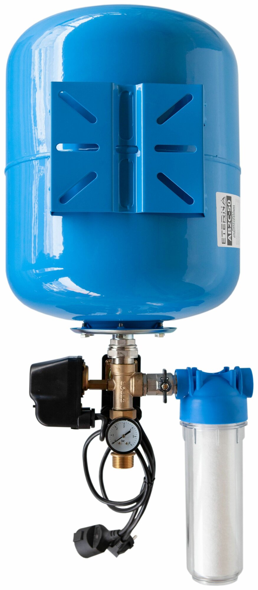 Гидроаккумулятор в сборе с автоматикой ETERNA АвтоБак АВ2С-50 (50 л, 1", с реле сух. хода, вертикальный)