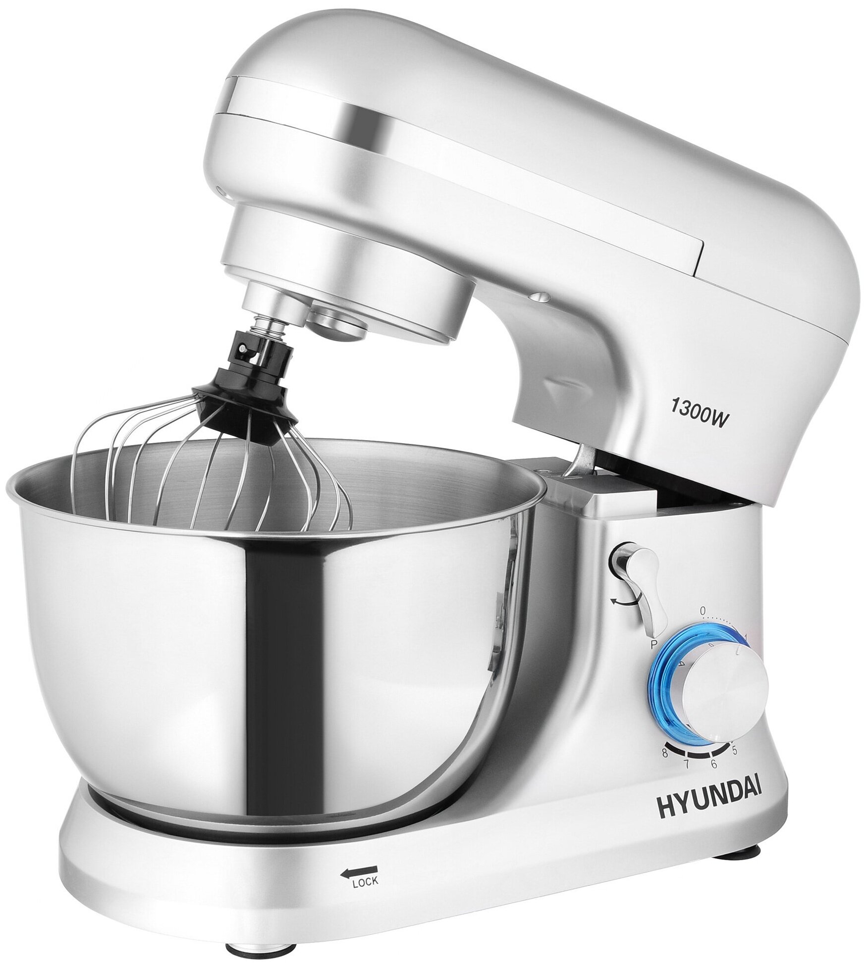 Планетарный миксер HYUNDAI HYM-S6551, три насадки, 10 скоростей, серебристый