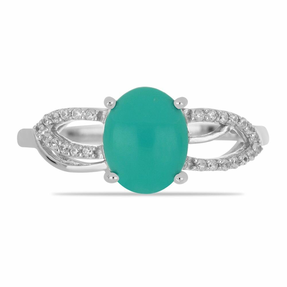 Кольцо, серебро, 925 проба, родирование, фианит, бирюза