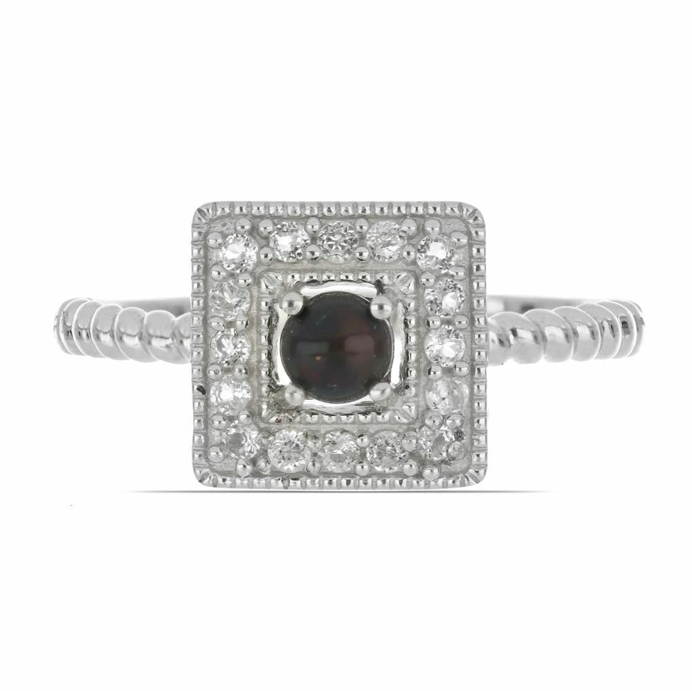 Кольцо, серебро, 925 проба, родирование, опал, топаз