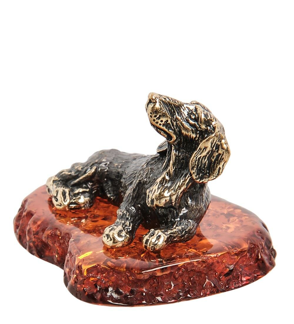 Фигурка Такса (латунь, янтарь) A2088176 Народные промыслы, бронзовый