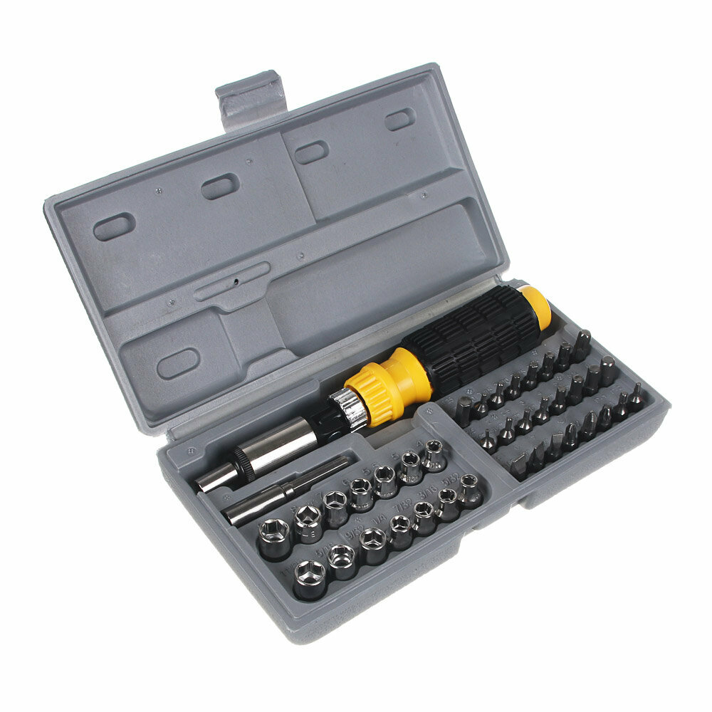Набор инструментов рокот, 41 предмет реверсивная отвертка, магнитный держатель, торцевые головки и биты