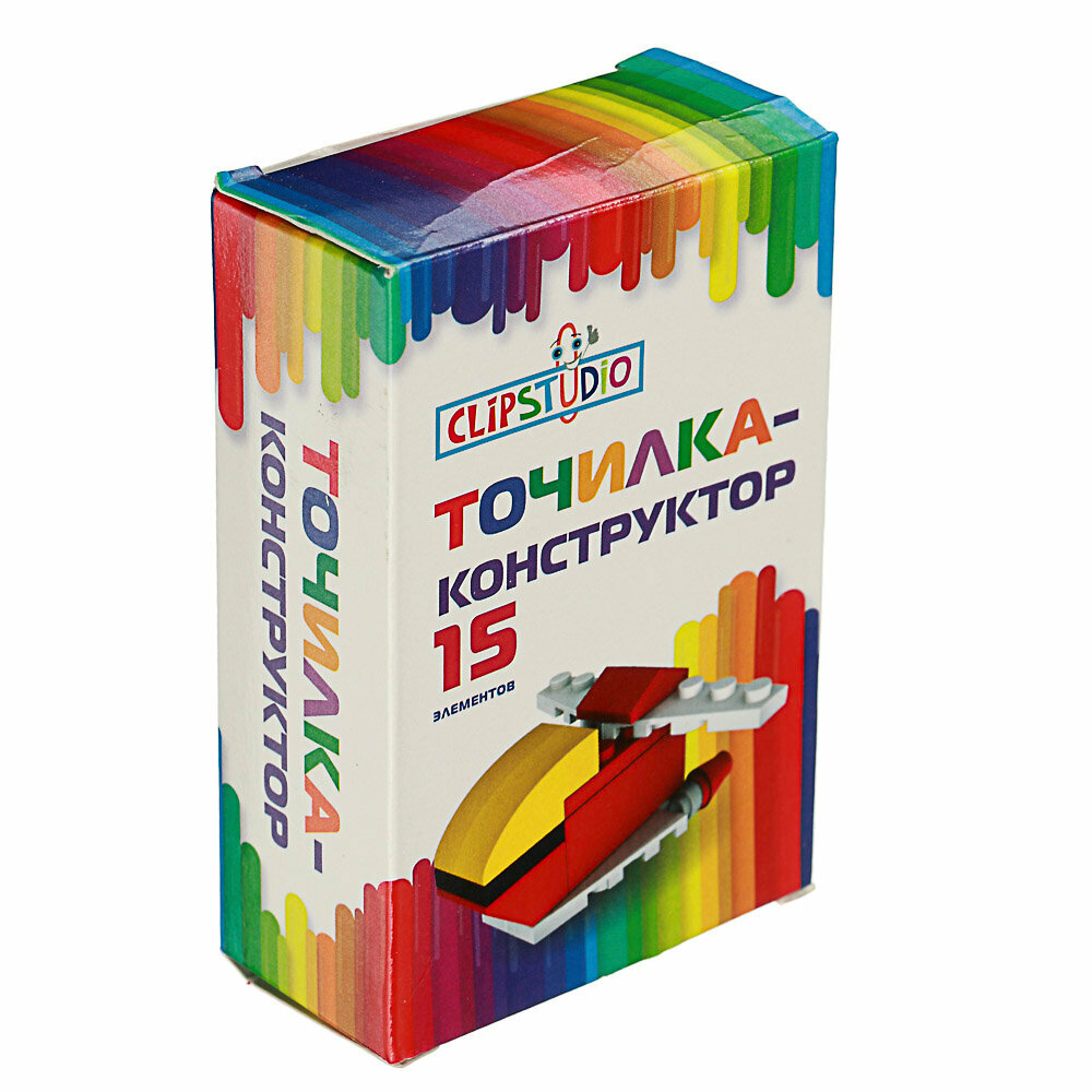 Точилка-конструктор в форме космического корабля ClipStudio, 15 деталей, пластик, 9х6х3см